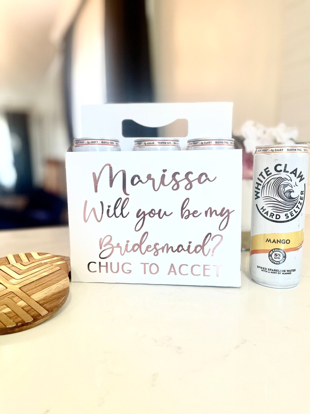 Bridesmaid Maid of Honor Six Pack Craft Cardboard Caddy Proposal, Chug ...