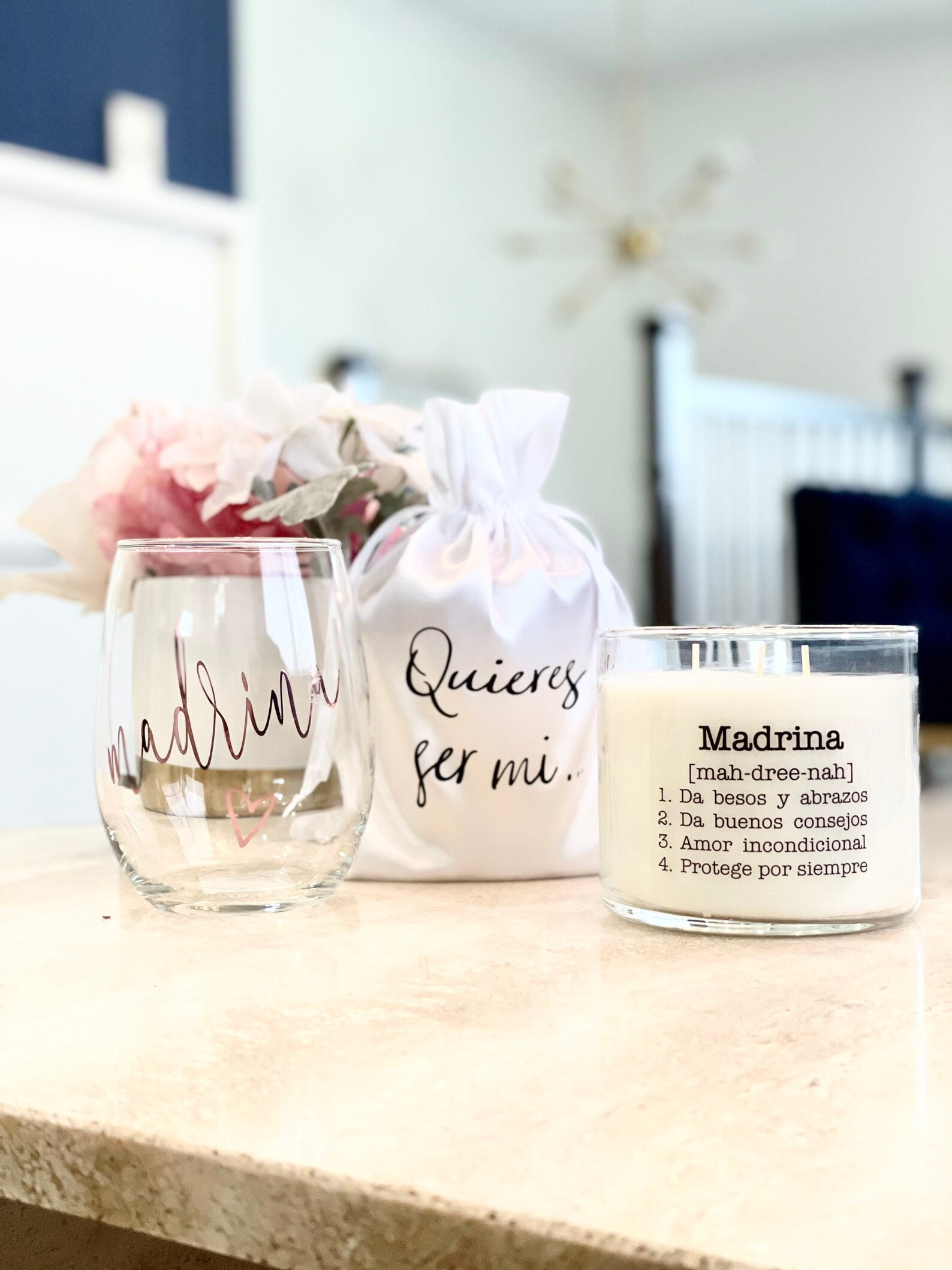 Madrina Candle & Wine Glass Madrina Gift Madrina Proposal | Etsy