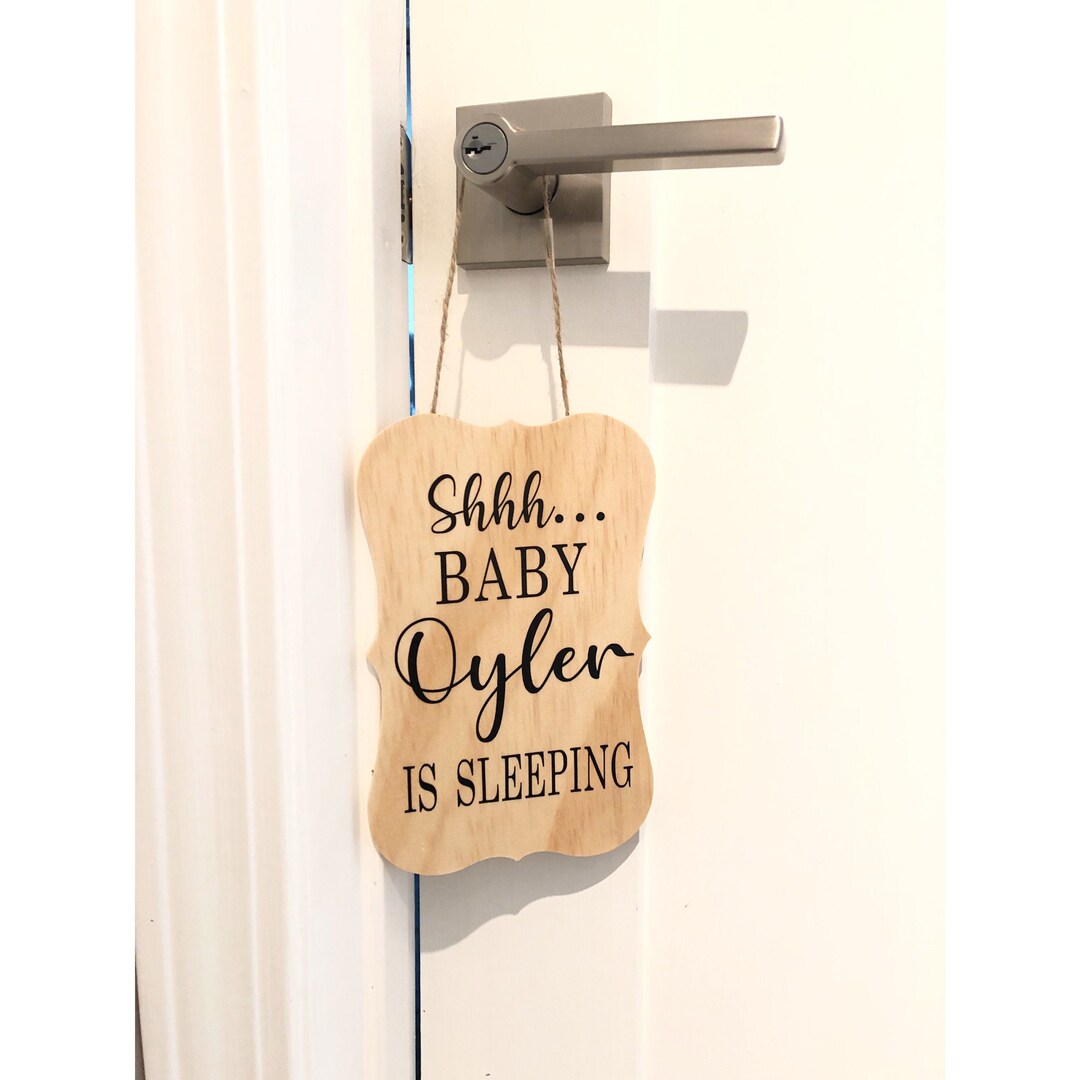 Personalized Door Baby is Sleeping Sign, Baby Gift, Doorknob Quiet Sign ...