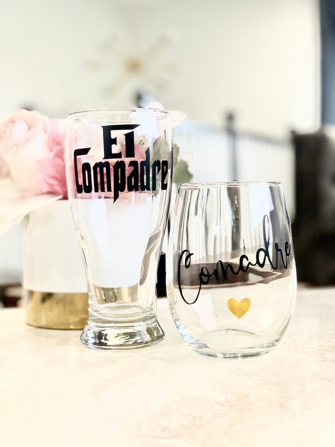 Compadres Wine & Beer Mug Gift Set, Comadres Gift, Regalo Para Comadres ...