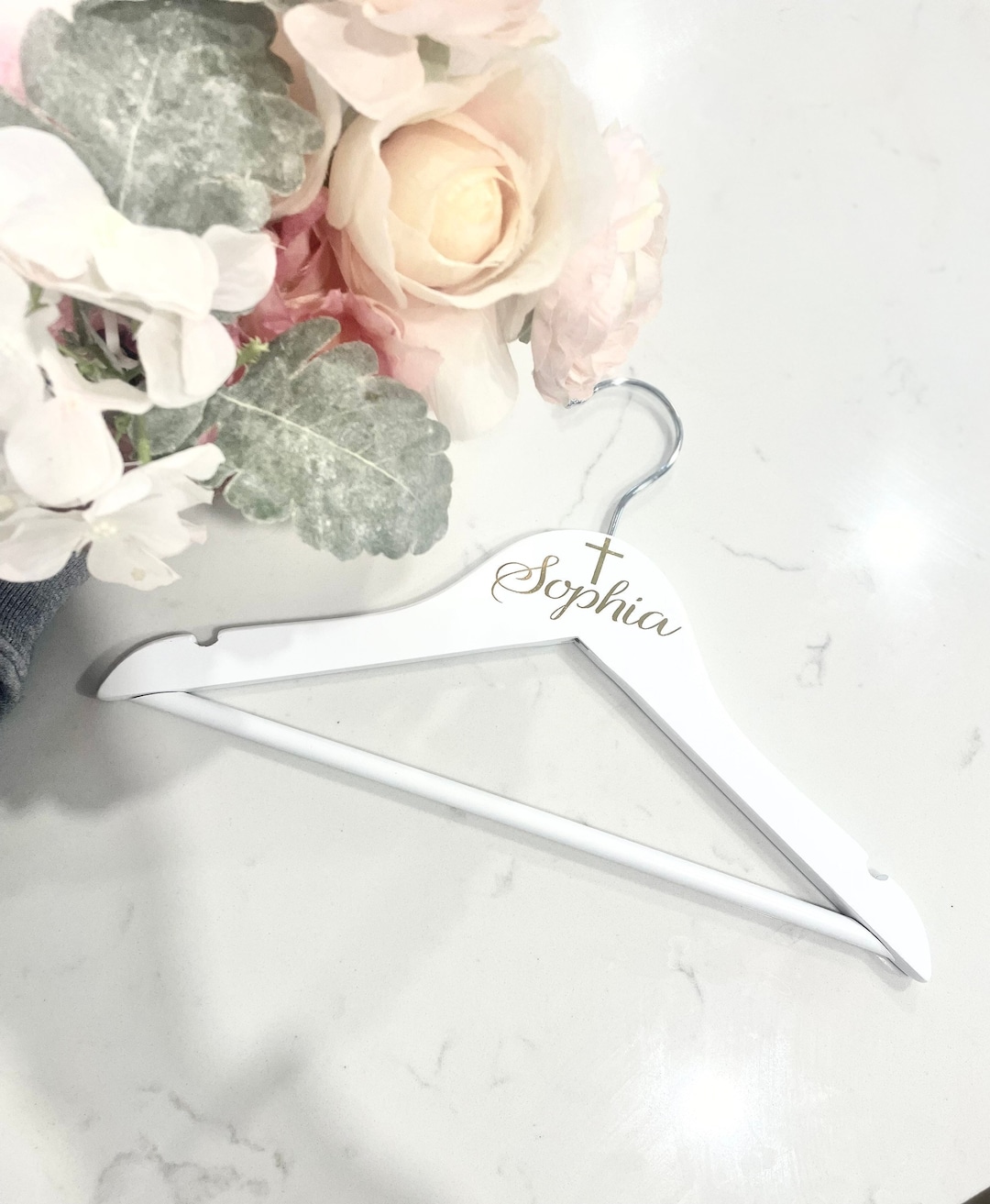 Custom Child Size Hanger With Name & Cross, Personalized, Baptism ...