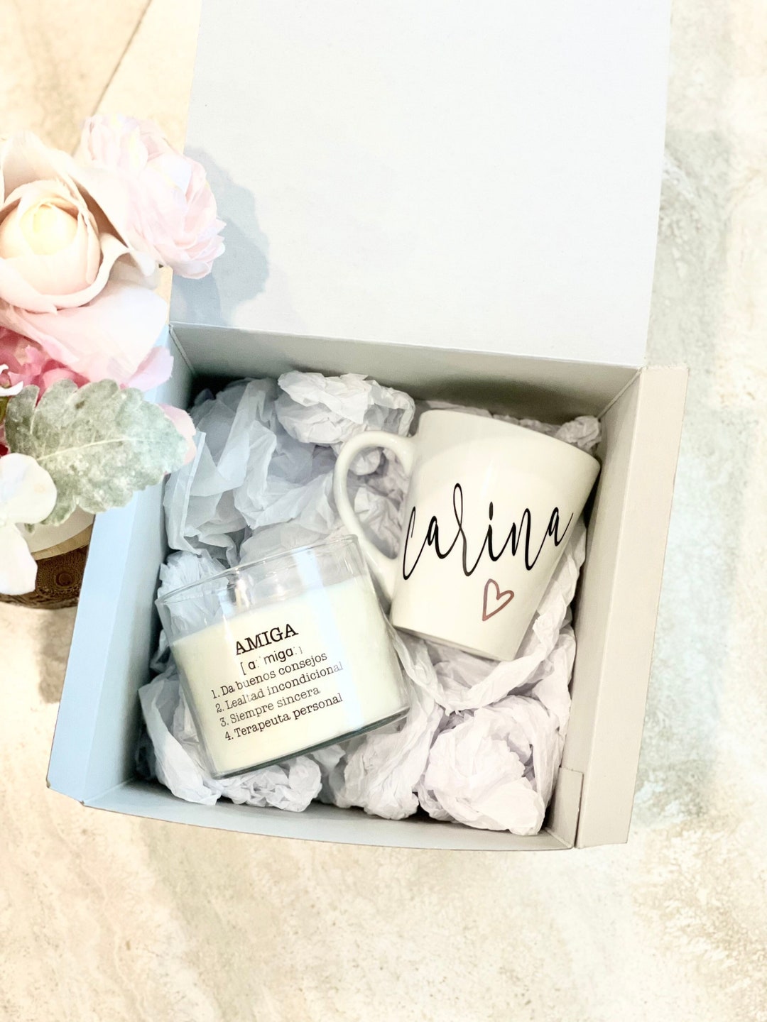 Amiga Mug & Candle Gift Box, Friend Gift, Mejor Amiga Gift, Birthday ...