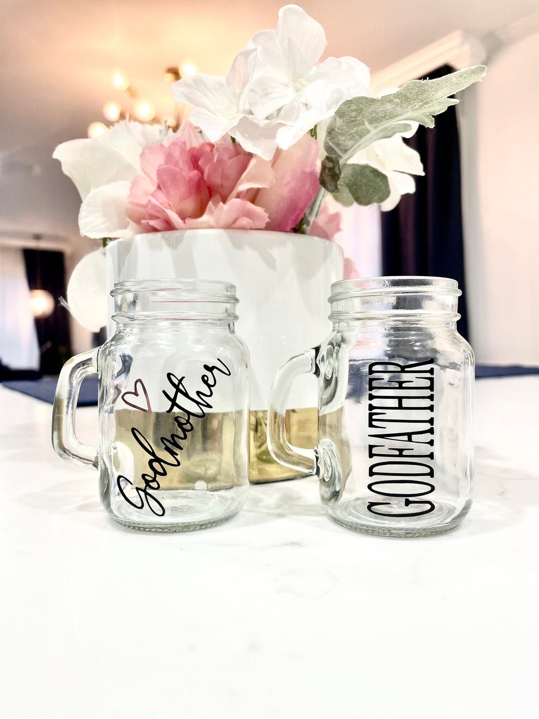 Godparents 3oz Mason Jar Shot Glass, Godparent Mixer Mason Shot Glass ...