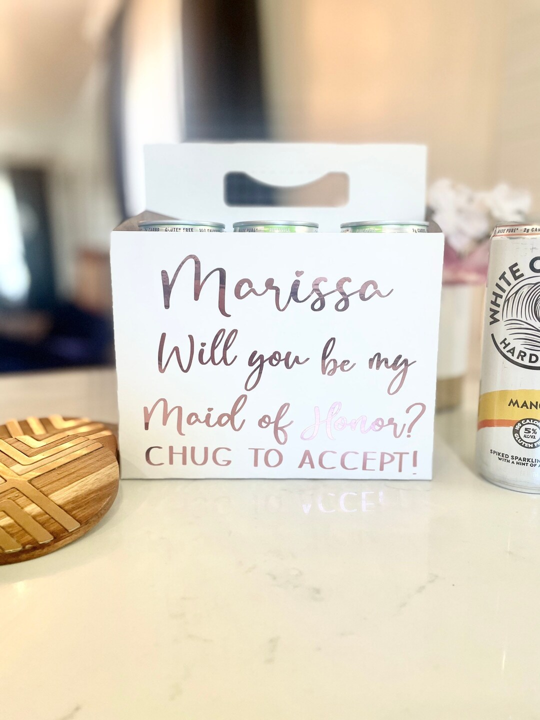 Bridesmaid Maid of Honor Six Pack Craft Cardboard Caddy Proposal, Chug ...