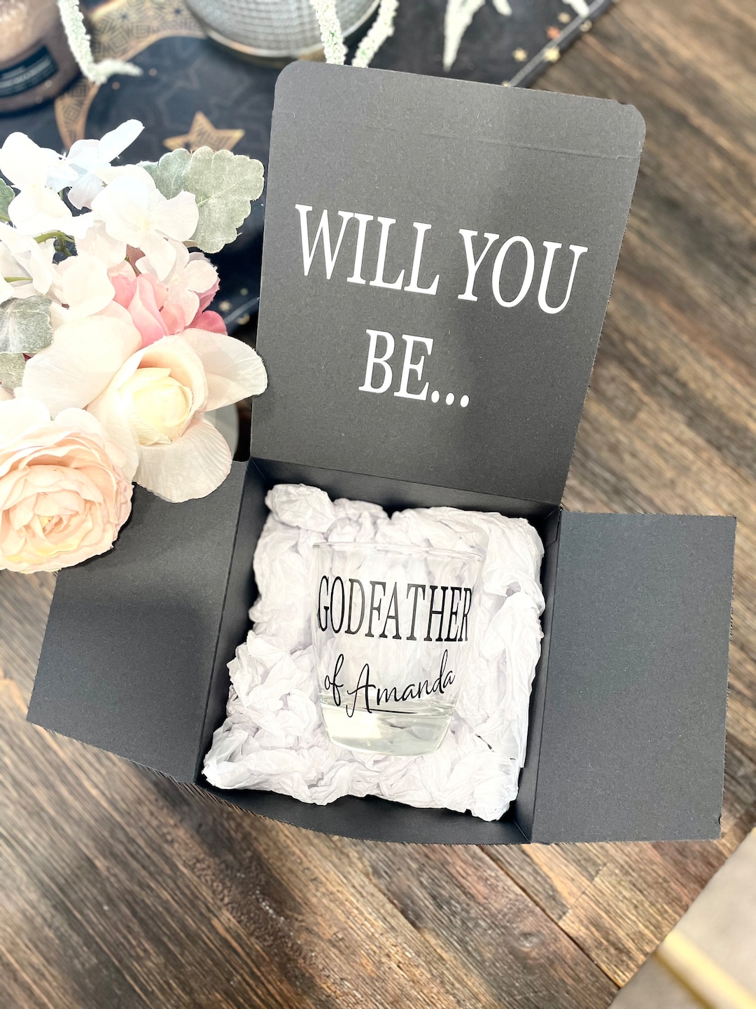 Godfather Whiskey Glass Gift Box Gift, Nino, Godfather Proposal Baptism ...