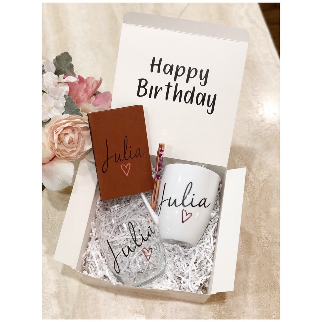 Happy Birthday Personalized Gift Box, Mug and Wine, Gift Box, Birthday ...