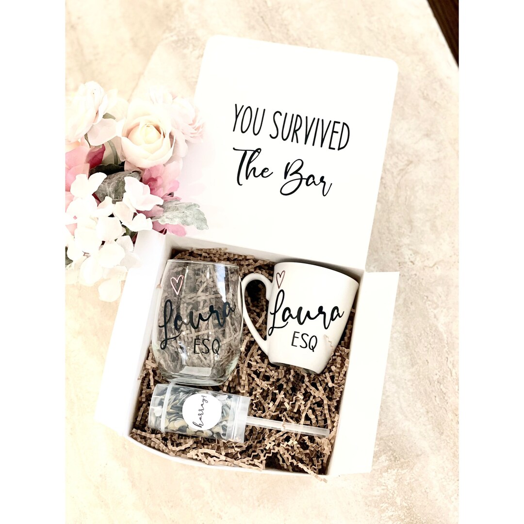 You Survived the Bar Wine Glass Mug & Popper, Bar Exam Gift ...