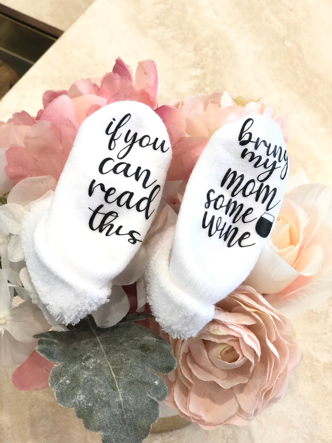 Baby Wine Themed Baby Socks, Personalized Baby Socks, New Baby Gift ...