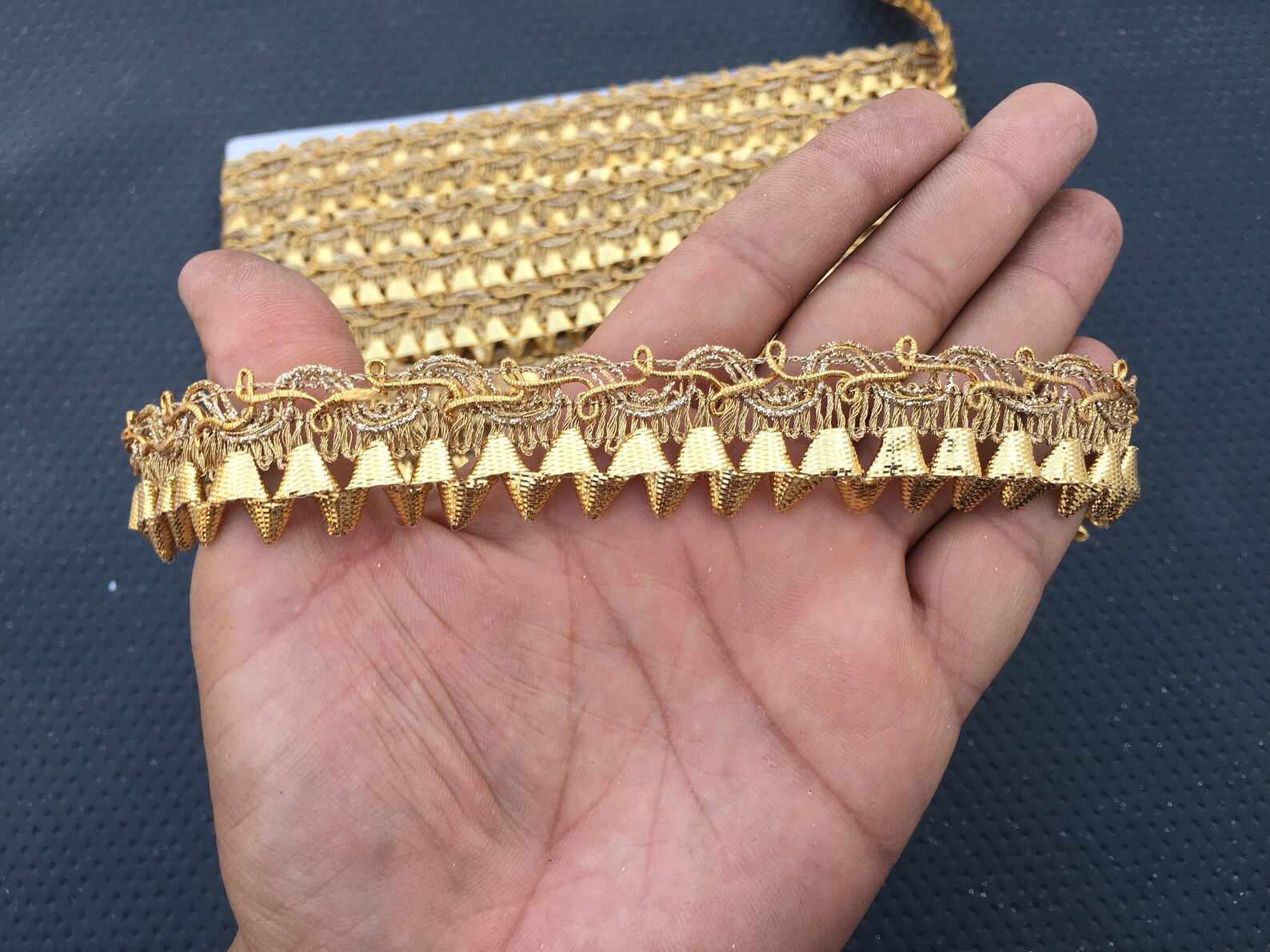 Beautiful Golden Fringe Ribbon Lace Trim for Crafting, Sewing Used in ...