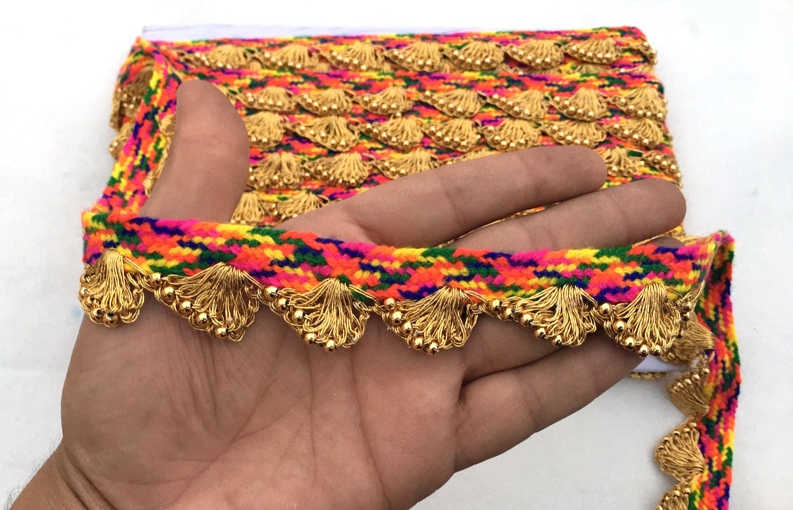 By Yard Multi Color Indian Gotta Patti Beaded Lace Trim,floral Gota Cut ...