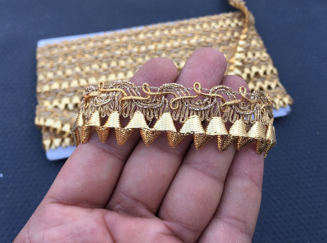 Beautiful Golden Fringe Ribbon Lace Trim for Crafting, Sewing Used in ...