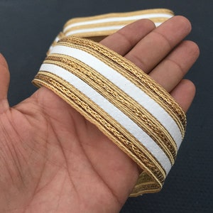 White Strip and Golden Border Indian Jacquard Ribbon Lace Trim - Etsy