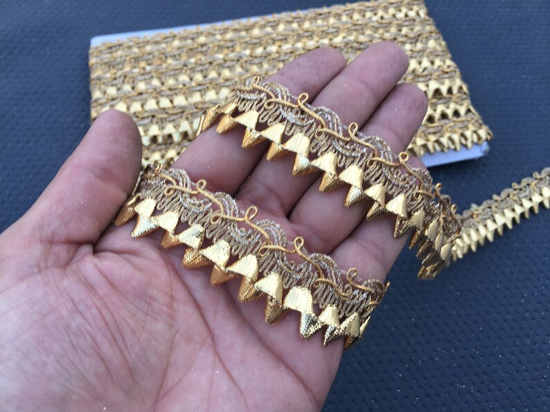 Beautiful Golden Fringe Ribbon Lace Trim for Crafting, Sewing Used in ...