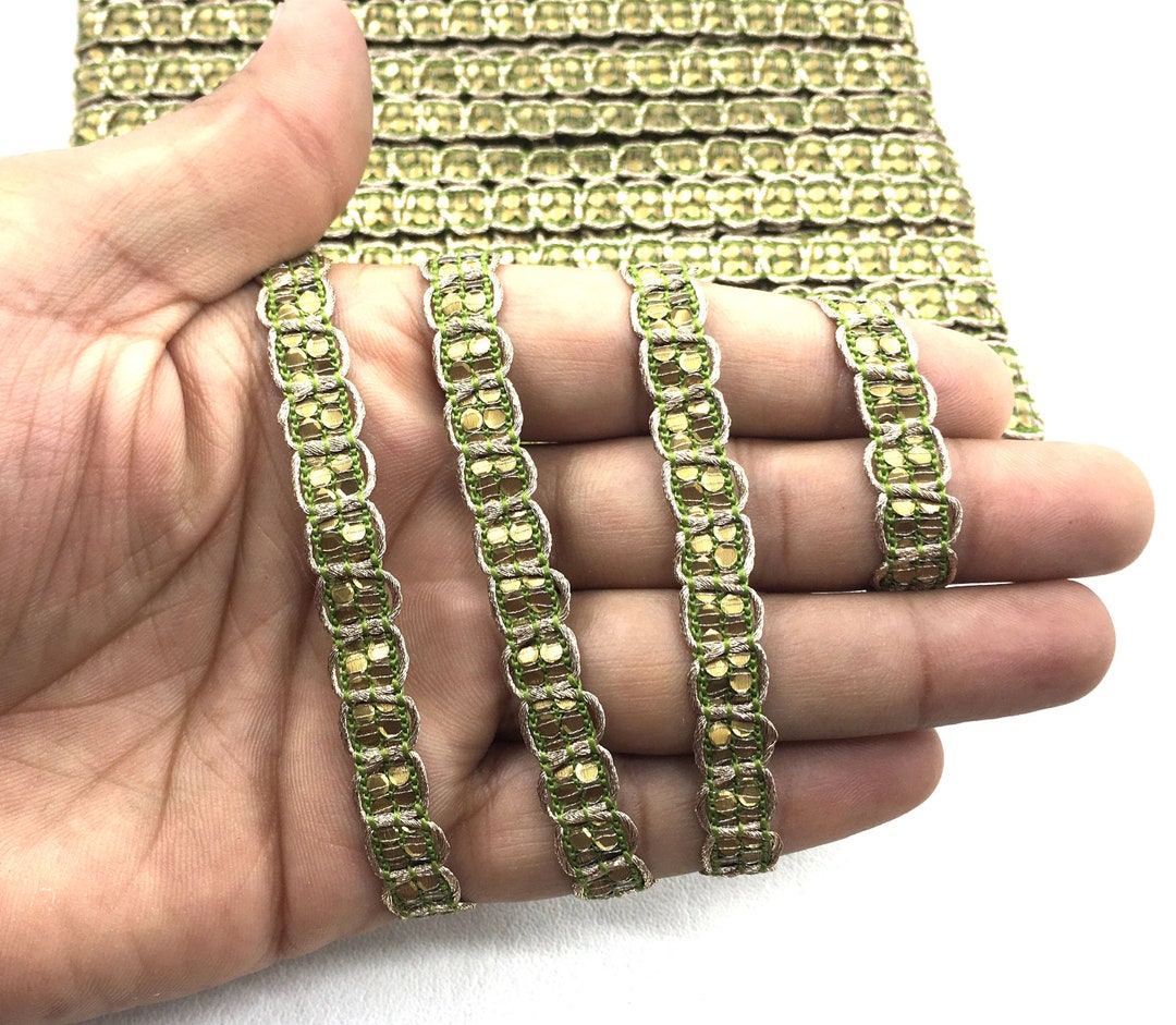 9 Yard Green and Rose Gold Sequin Ribbon Lace Trim for Crafting,sewing ...