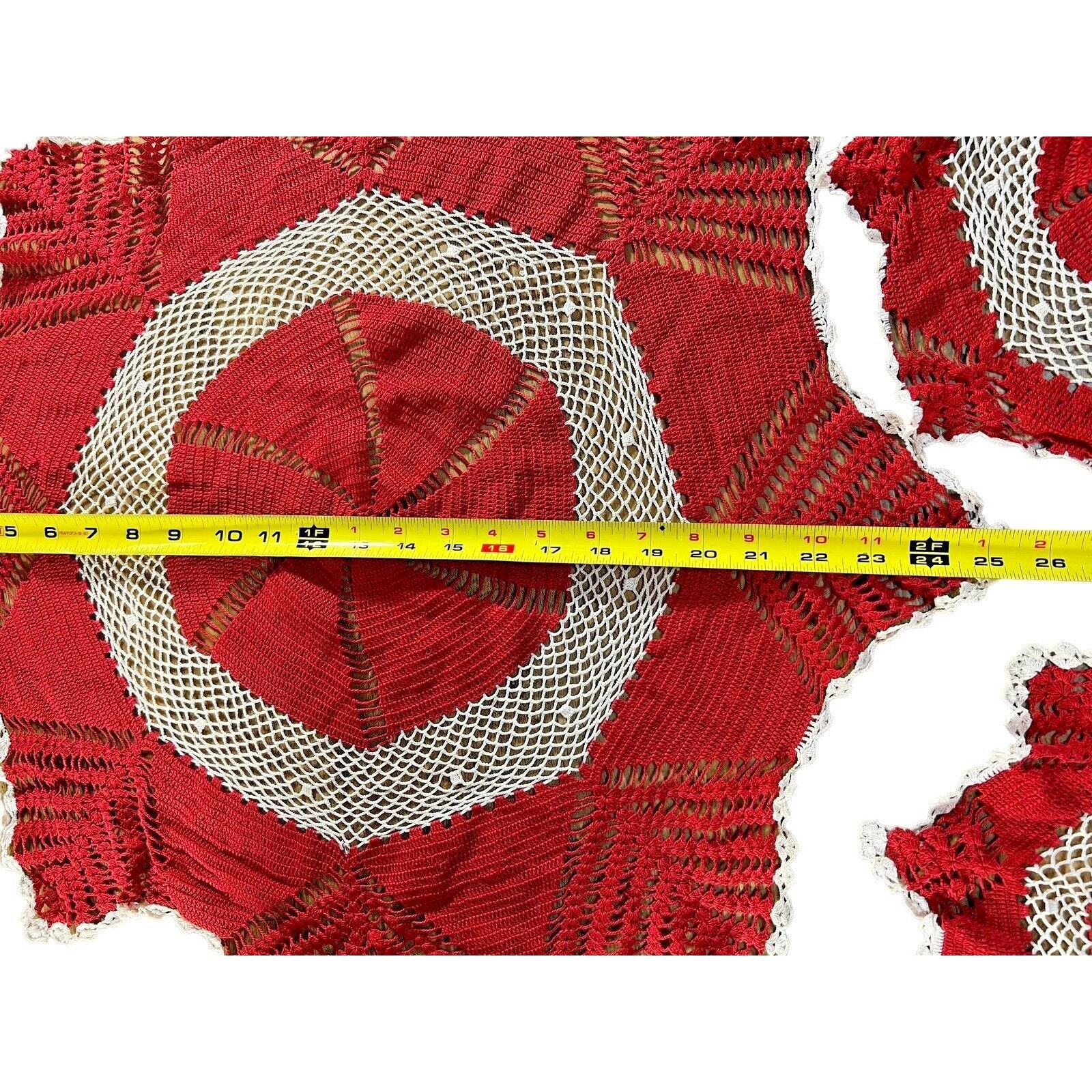 Set of 6 Hand Crocheted Doilies Pinwheel Round Tea Table Red - Etsy