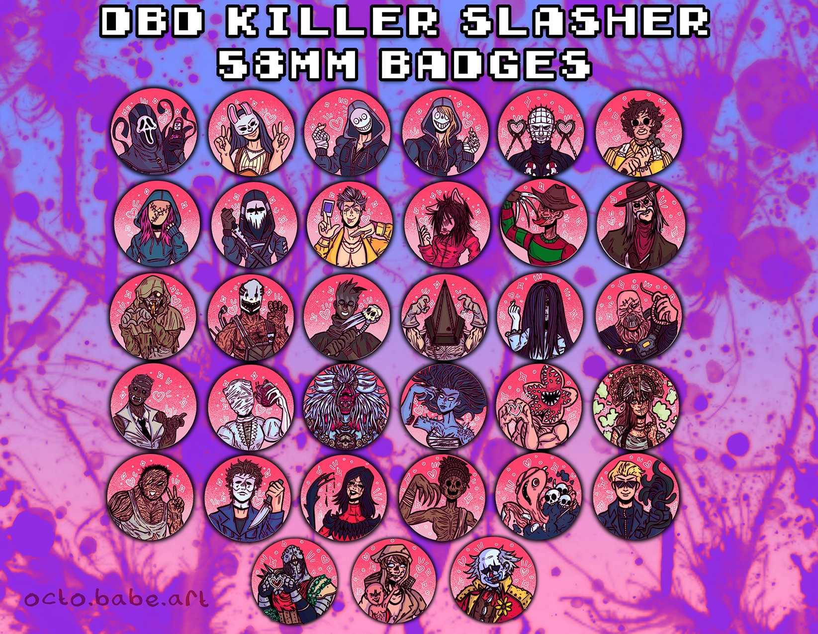 Killer Slashers 58 Mm 2 and a Half Inch Badges Dbd - Etsy