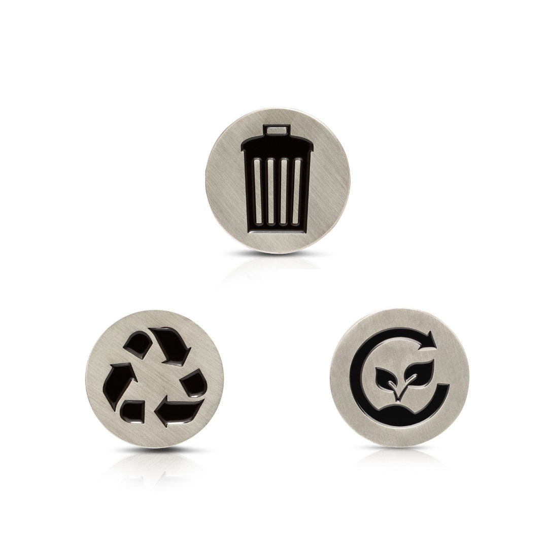 Metal Trash Recycling Compost Label Set (trio) | Kitchen Label ...