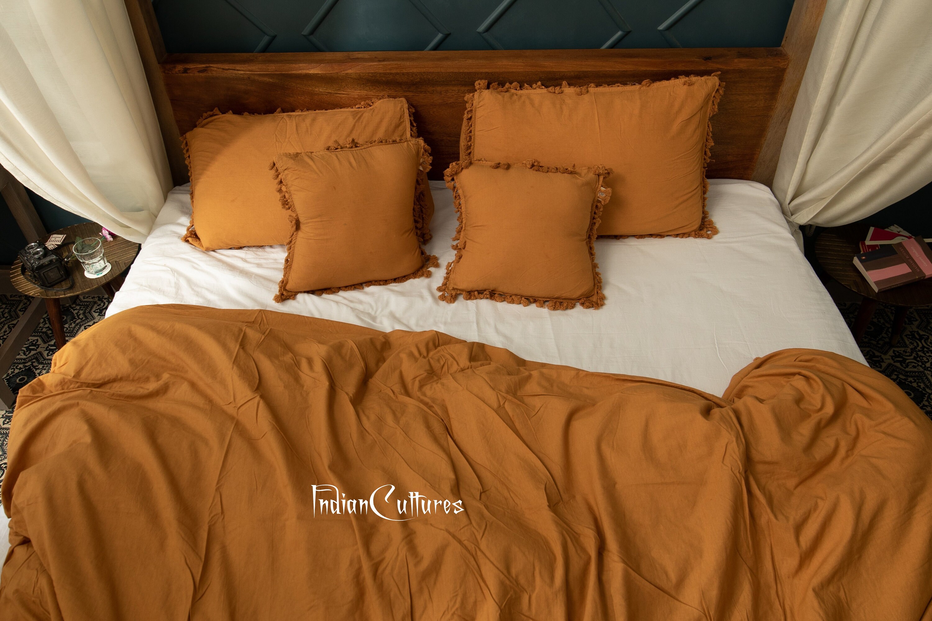 Luxury Rust Bedding Set Solid Duvet Cover With Pillow Tie | Etsy