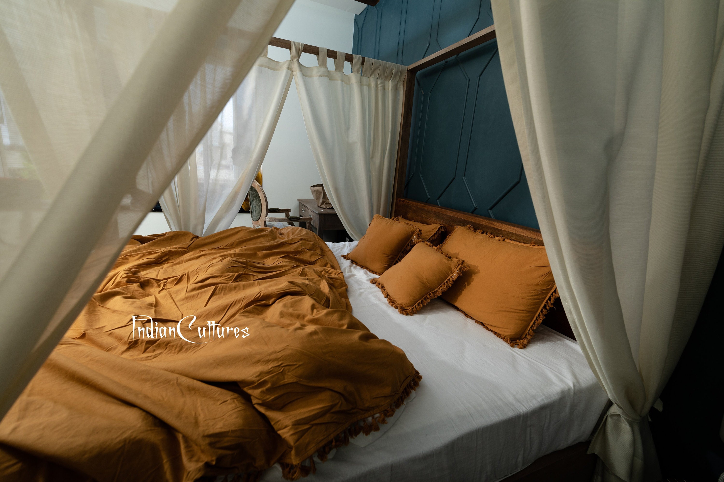 Luxury Rust Bedding Set Solid Duvet Cover With Pillow Tie | Etsy