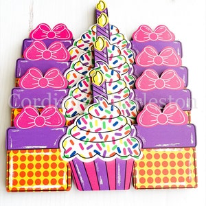 Interchangeable Birthday Attachment: Cupcake & Gifts Door Hanger - Etsy