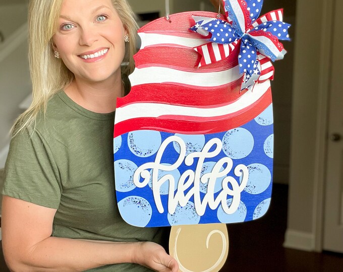 Patriotic Popsicle Door Hanger Memorial Day 4th of July Fourth of July ...