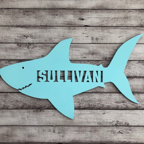 Shark Sign Kids Name Sign Shark Kids Room Playroom - Etsy