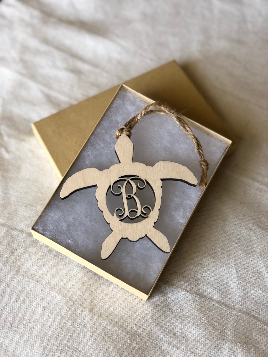 Sea Turtle Monogram Ornament Wooden Ornament Monogram - Etsy