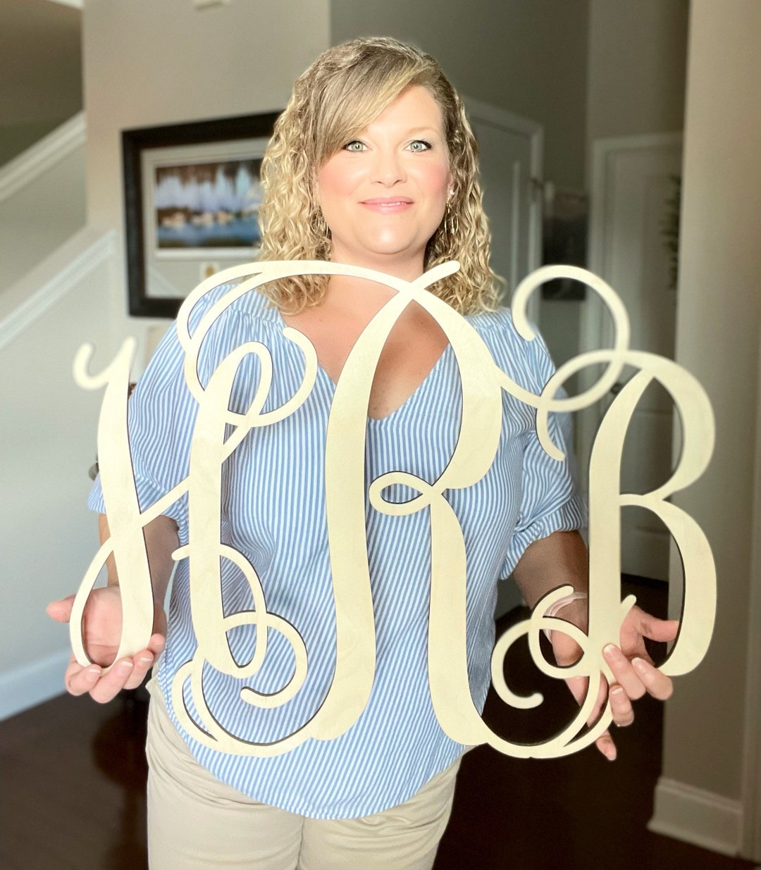 Triple Monogram | Monogram | Unfinished Wooden Monogram - Etsy