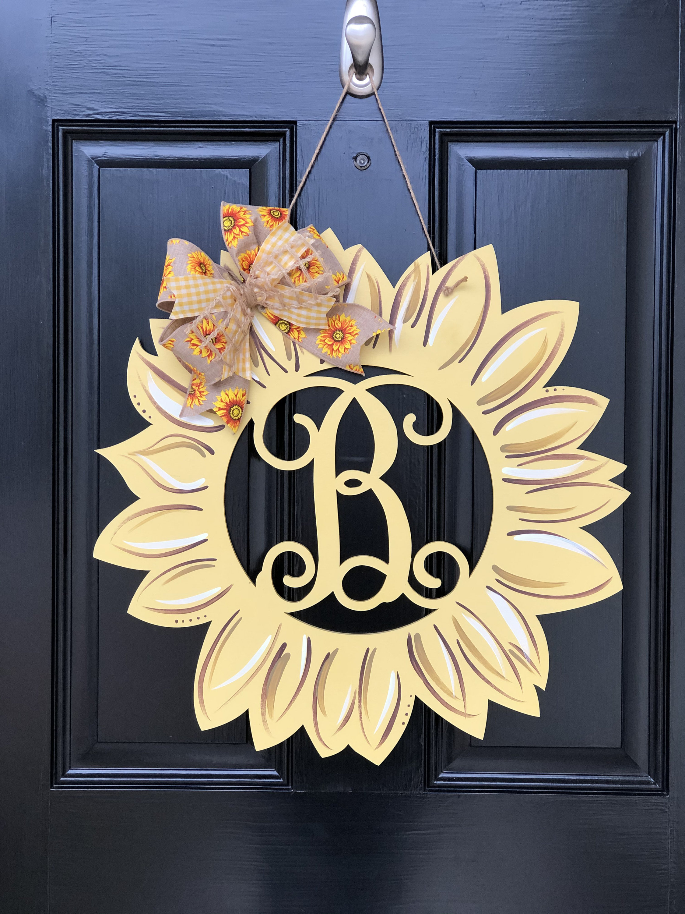 Monogrammed Sunflower Door Hanger Sunflower Monogram - Etsy