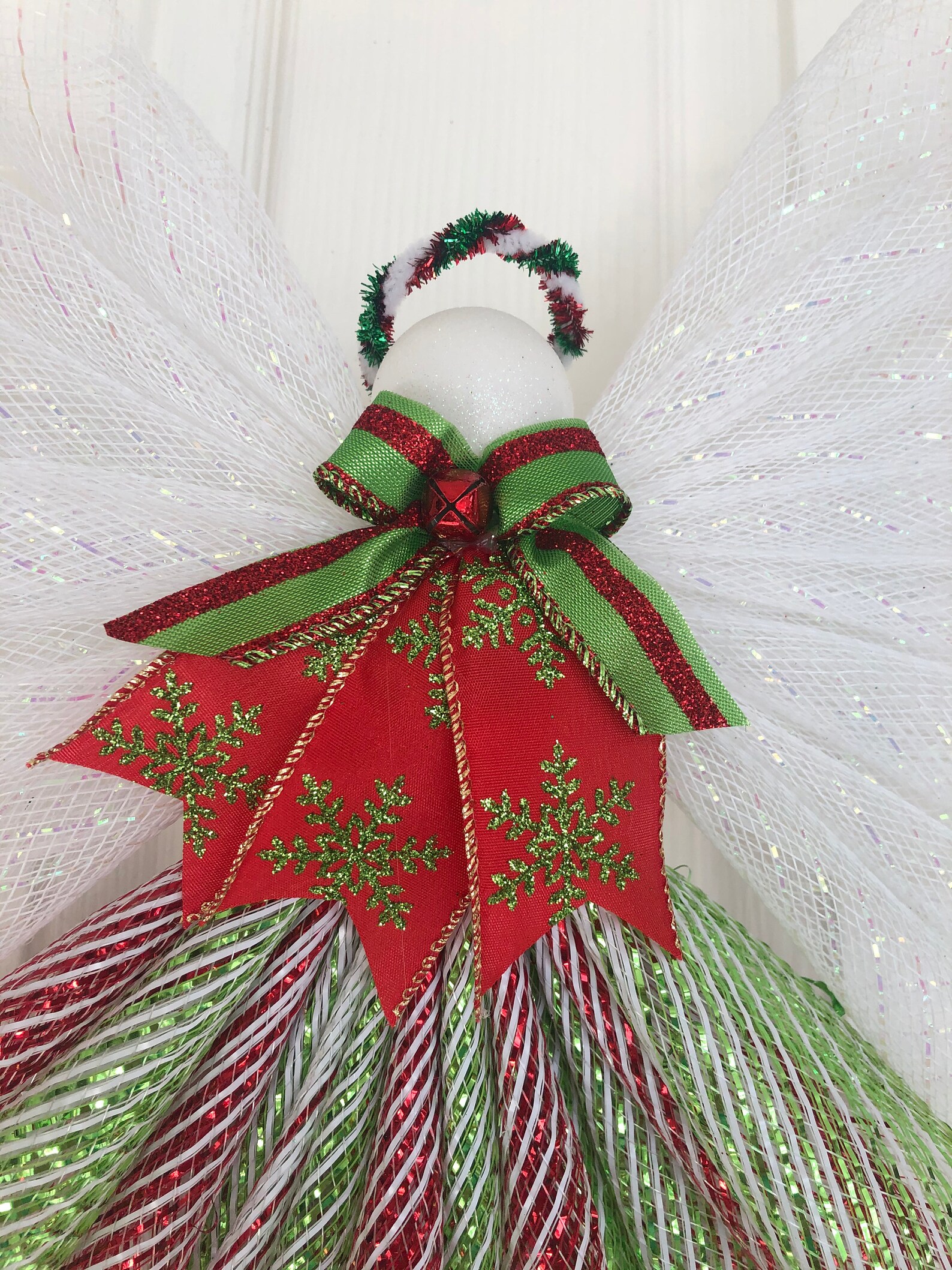 Christmas Angel Tree Topper With Traditional Christmas Colors - Etsy