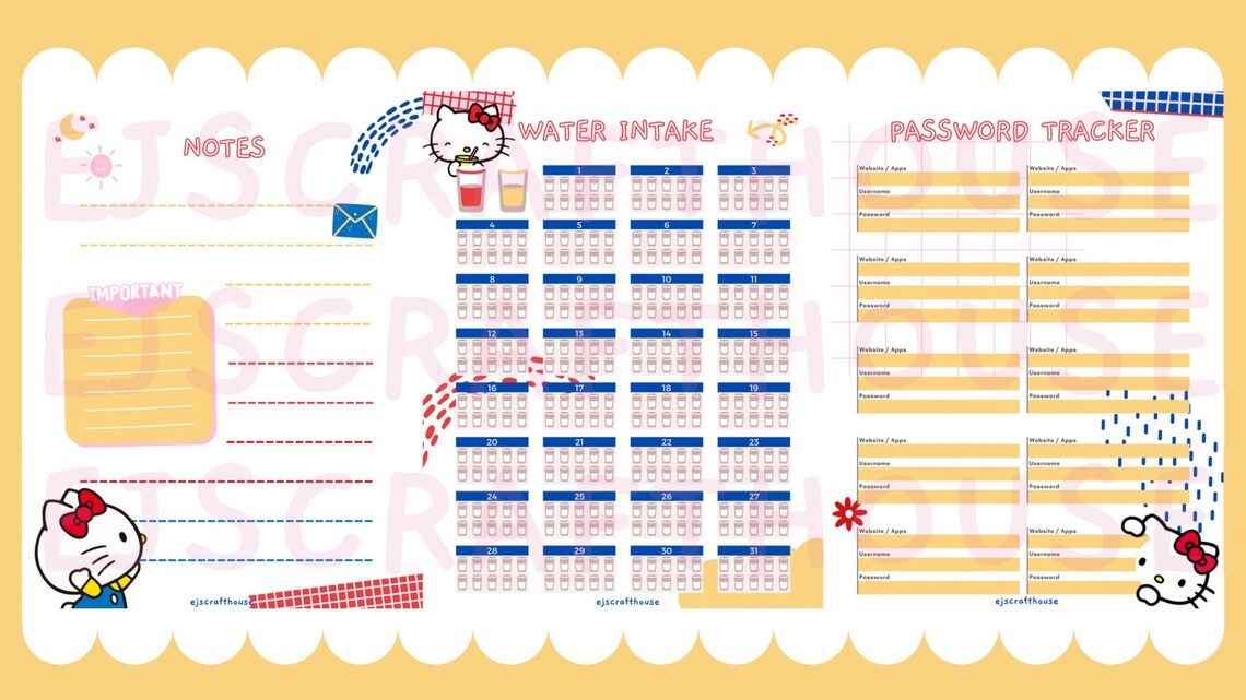 Cute Kitty Printable Planner 9 Sheets | Etsy