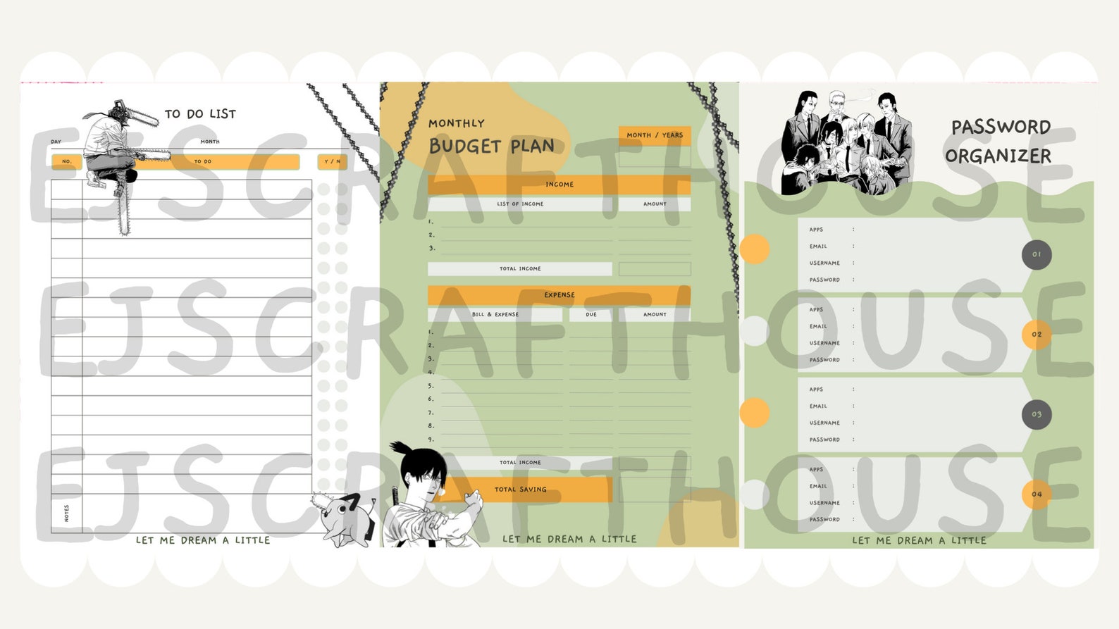 Chainsaw Anime Printable Planner 9 Sheets - Etsy