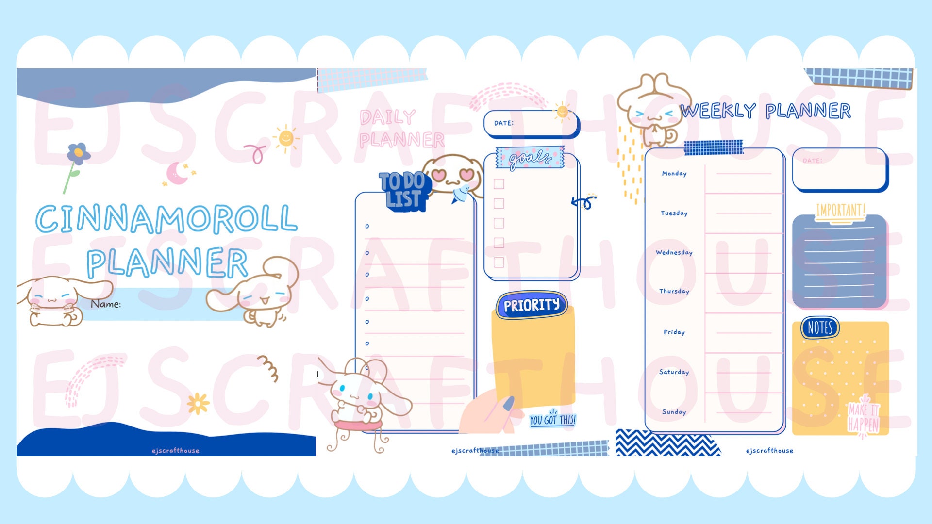 Cute Cinnamon Bun Roll Bunny Downloadable Printable Planner | 9 Sheets ...