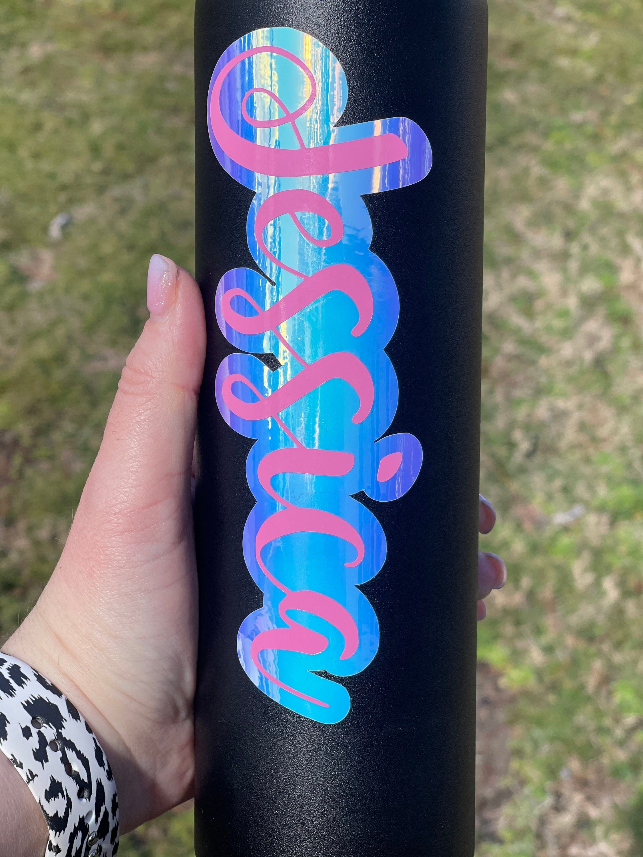 Holographic Name Shadow Decal Double Layer Vinyl Name Decal - Etsy