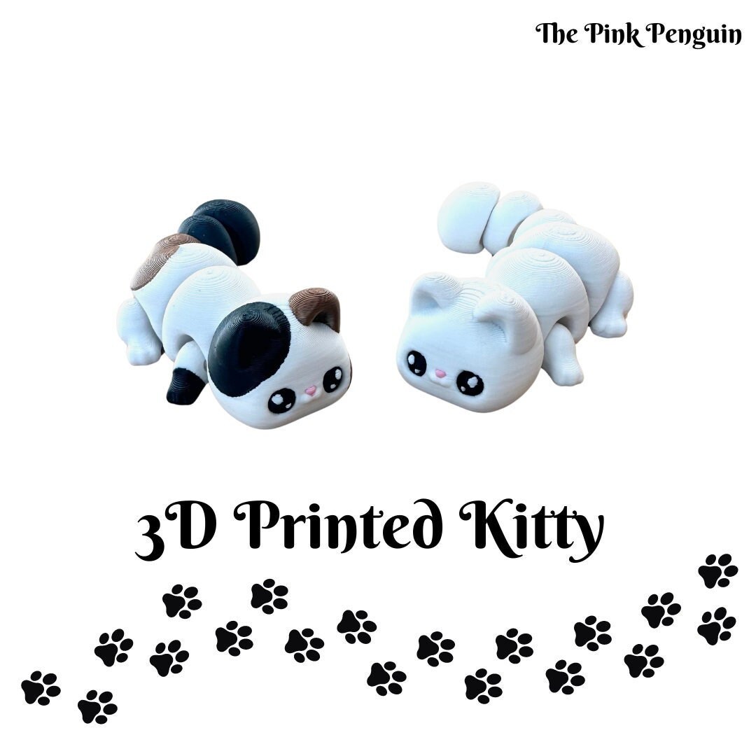 3D Printed Kitty Flexi/flexible 3d Prints/fun Fidget/unique Gift for ...