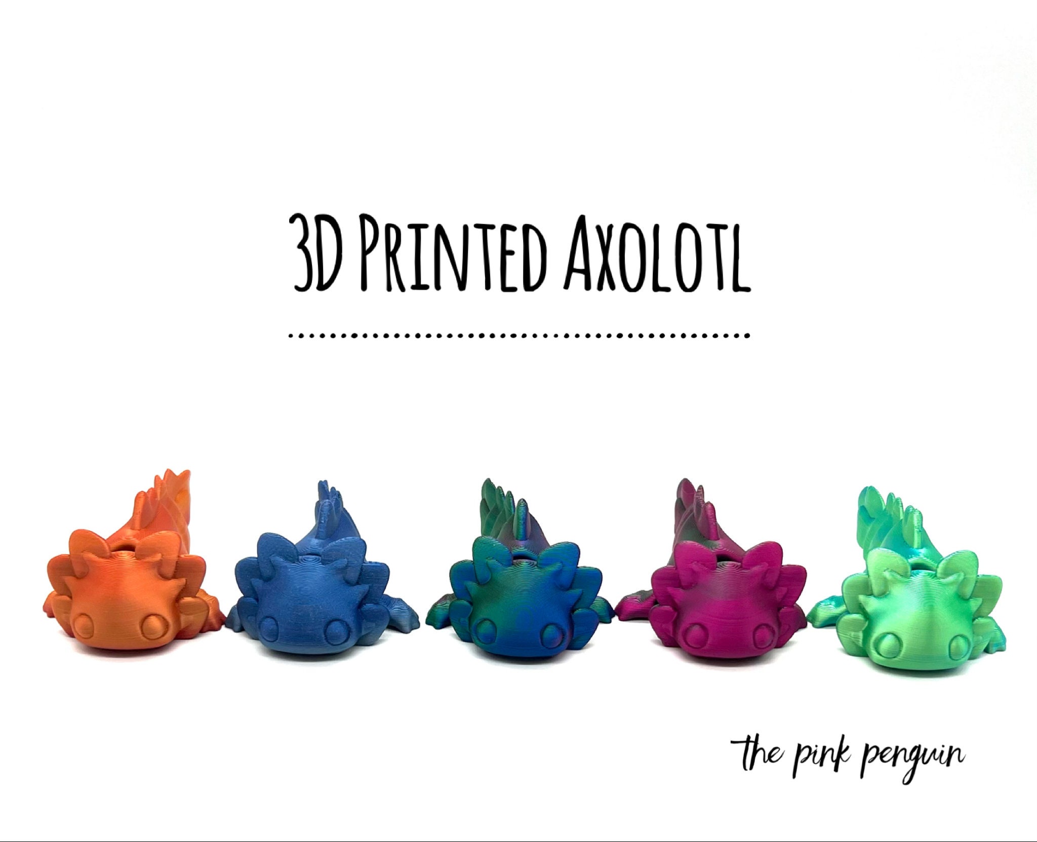 3D Printed Axolotl/ Flexible 3D Model/ Articulated 3d Print/ Unique ...