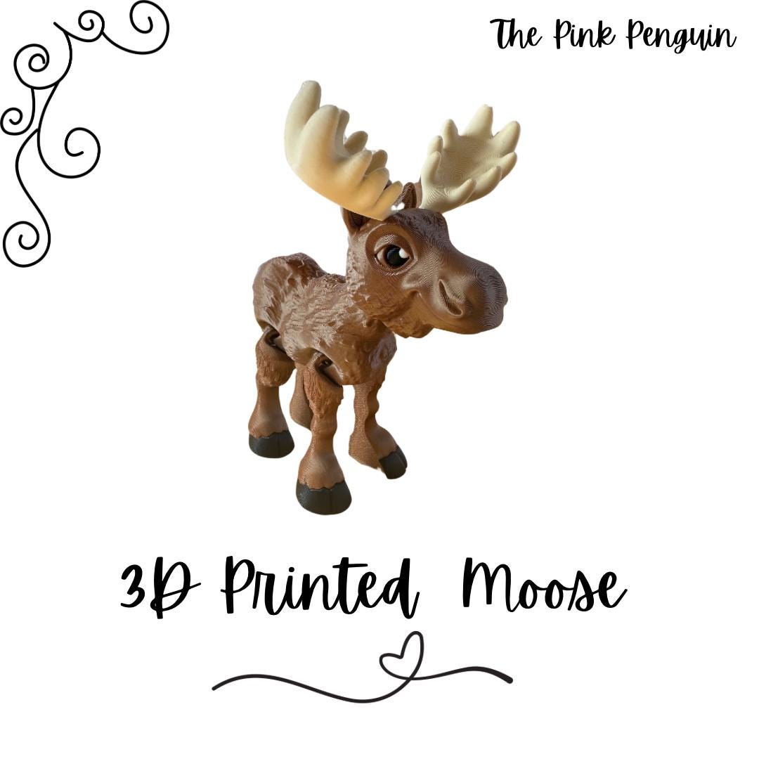 3D Printed Moose/ Flexible 3D Model/unique Gift for Kids/3d Printed Dog/kids Toy/ Fidget Toy ...