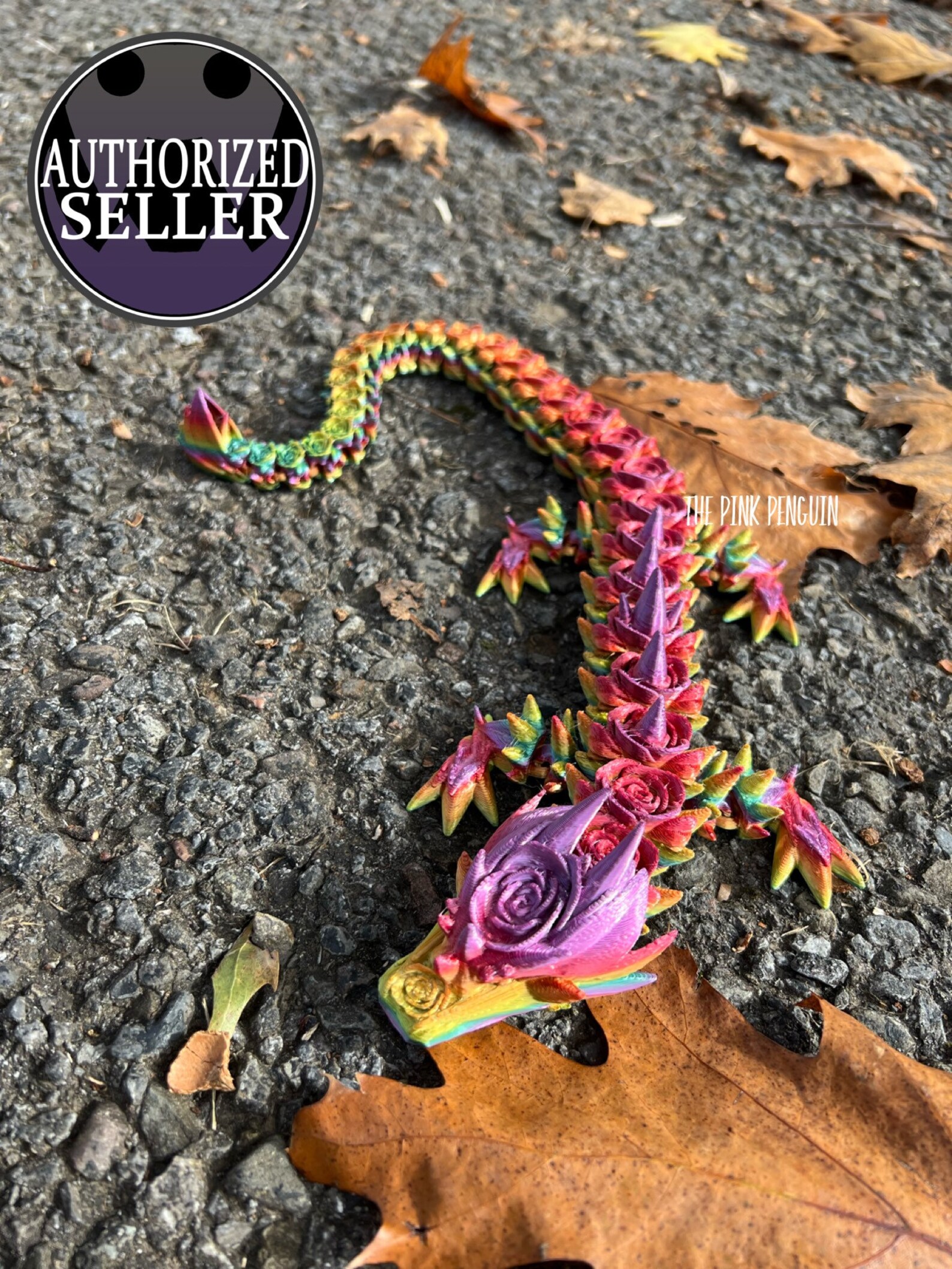 3D Printed Articulated Rose Dragon, Rainbow Rose Dragon, Rose Dragon ...
