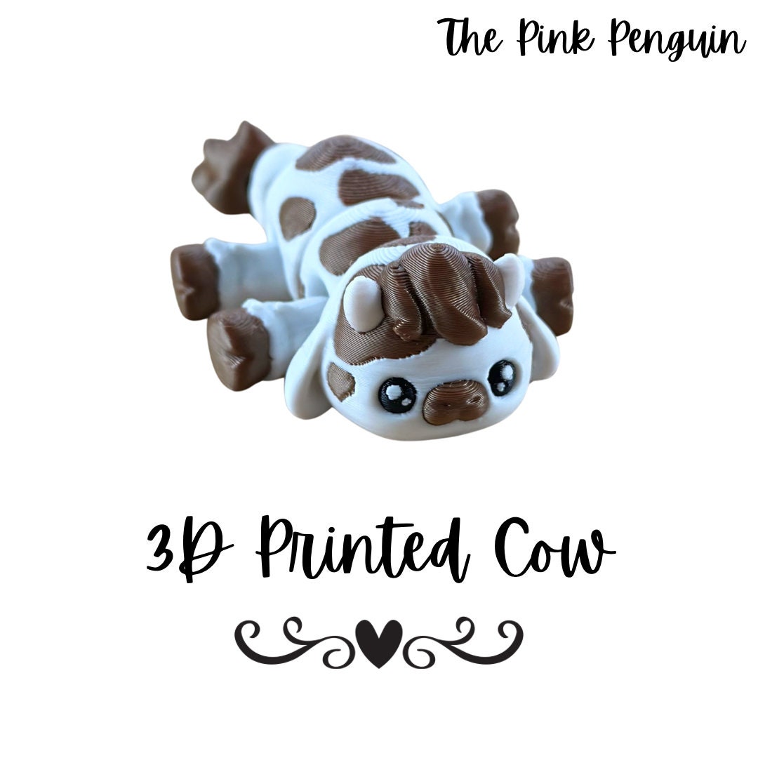 3D Printed Cow/flexible 3d Prints/fun Fidget/unique Gift for Kids/ Farm Animals/ Dairy Cow ...