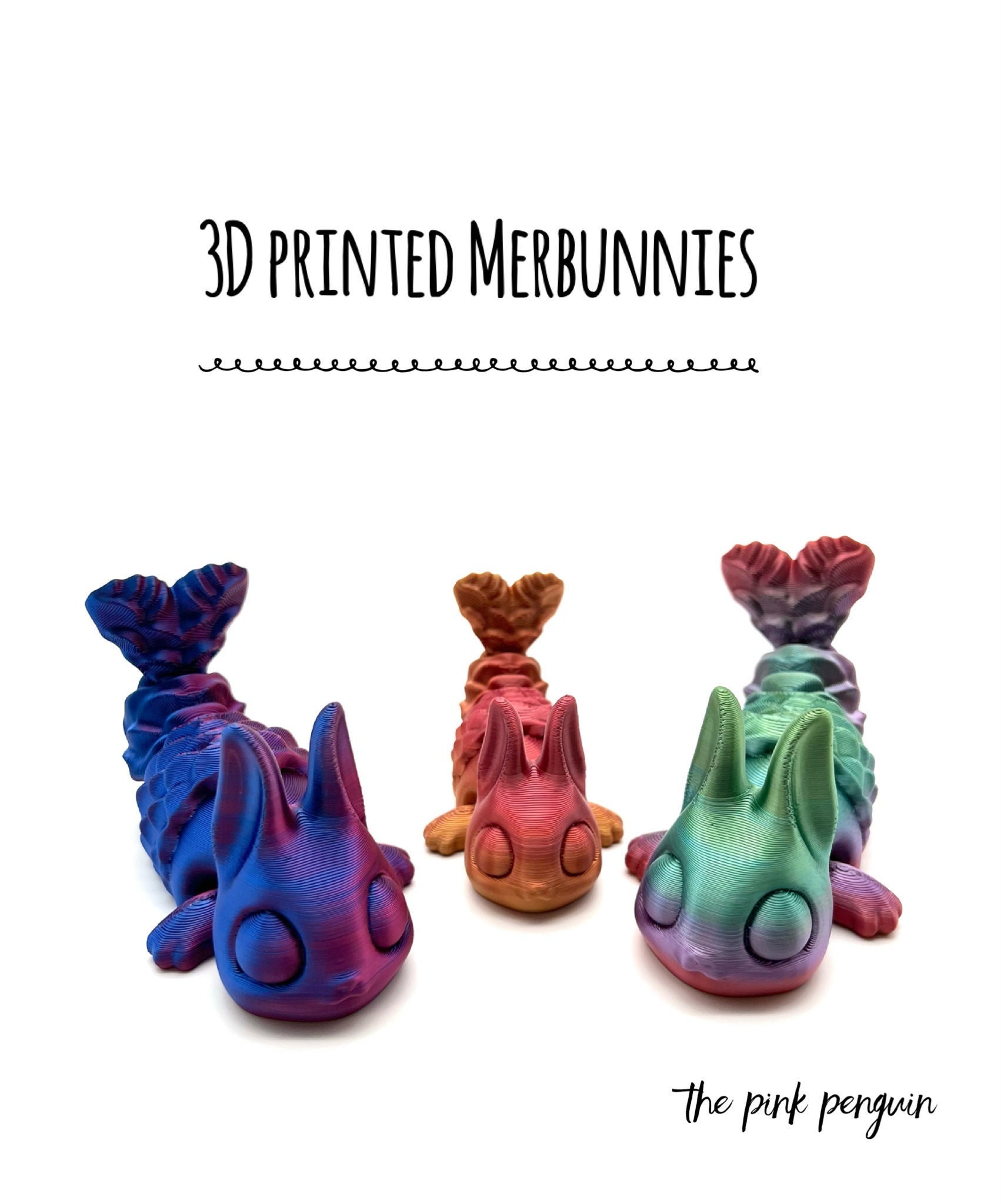 3D Printed Merbunny Toy, 3D Model Flexible Mermaid Bunny, Easter Basket ...