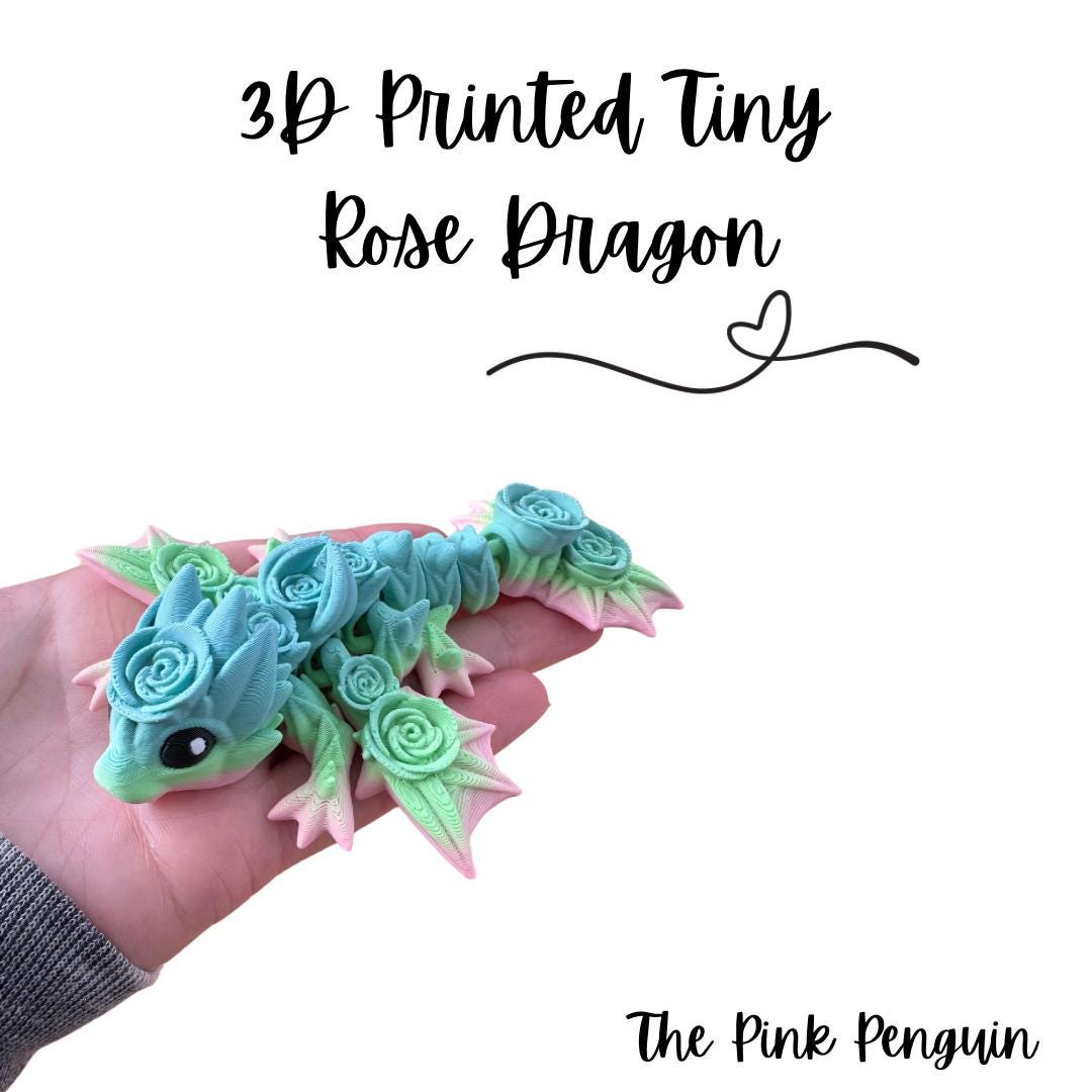 3D Printed Tiny Rose Dragon/ Flexible 3D Printed Toy/unique Gift for ...