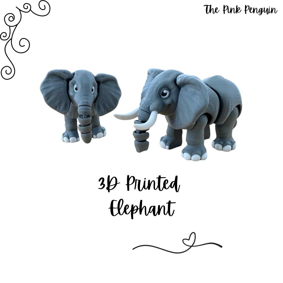 3D Printed Elephant, Elephant Collector Gift, 3d Printed Animals ...