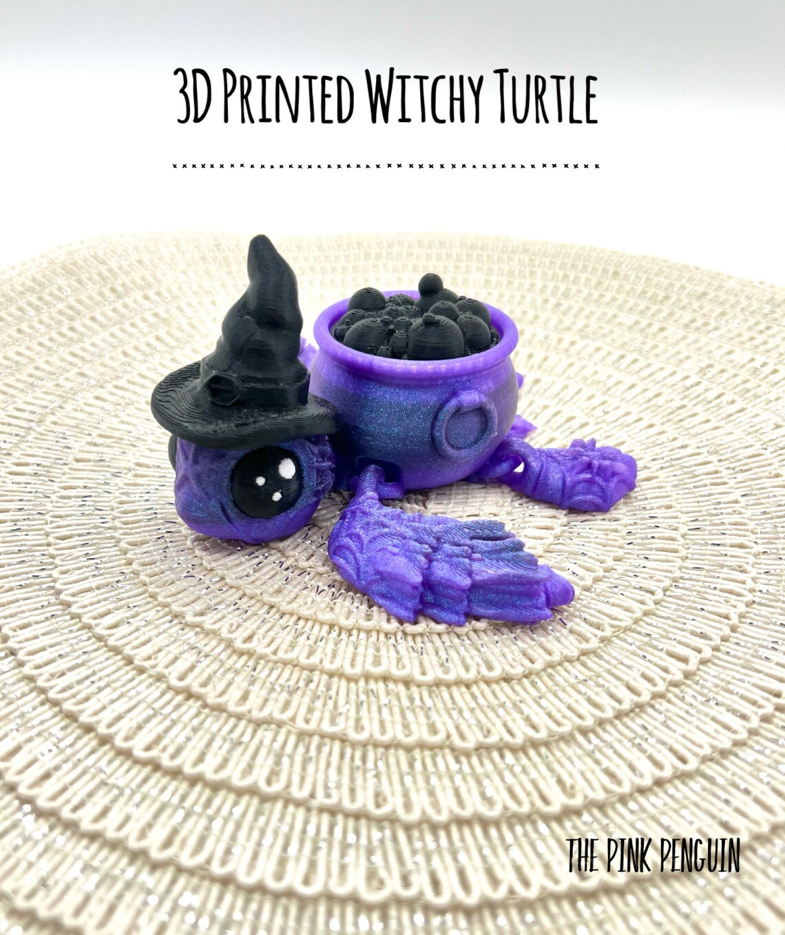 3D Printed Witchy Turtle Sensory Fidget Toy/ Cute Spooky Witch ...