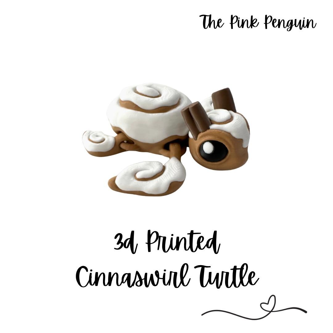 3D Printed Cinnaswirl Turtle/ 3D Printed Turtle/ Cinnamon Bun/fidget ...