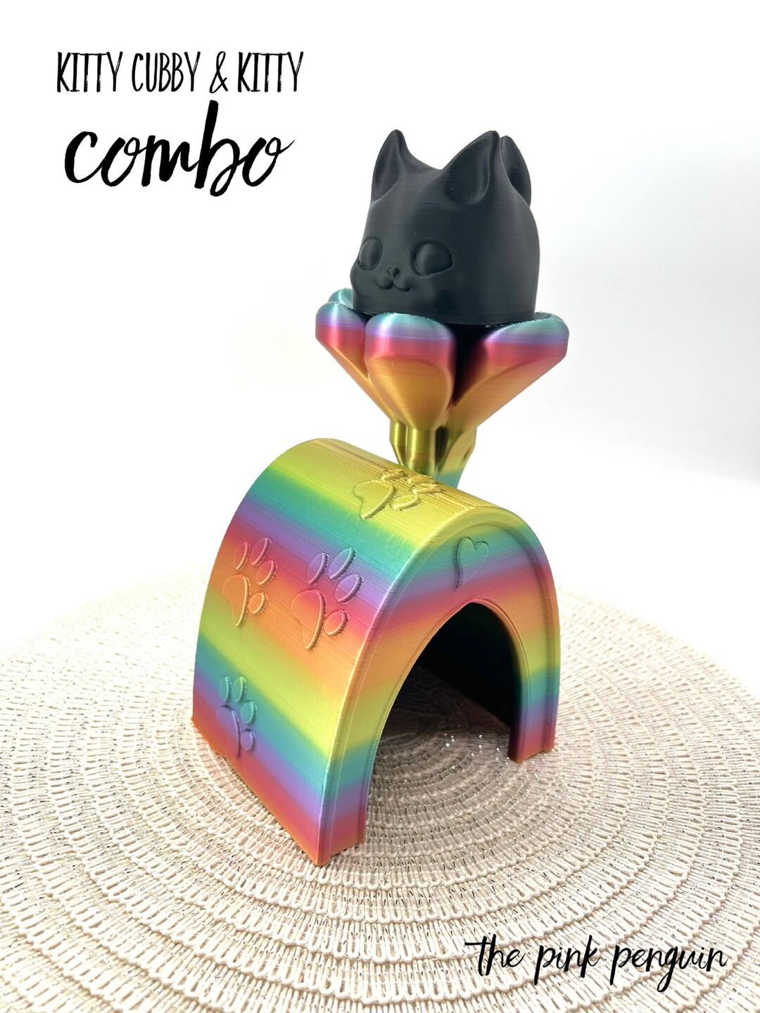 Cute 3D Printed Kitty Footling Toy and Kitty Cubby House/ Cat Tree/ 3D ...