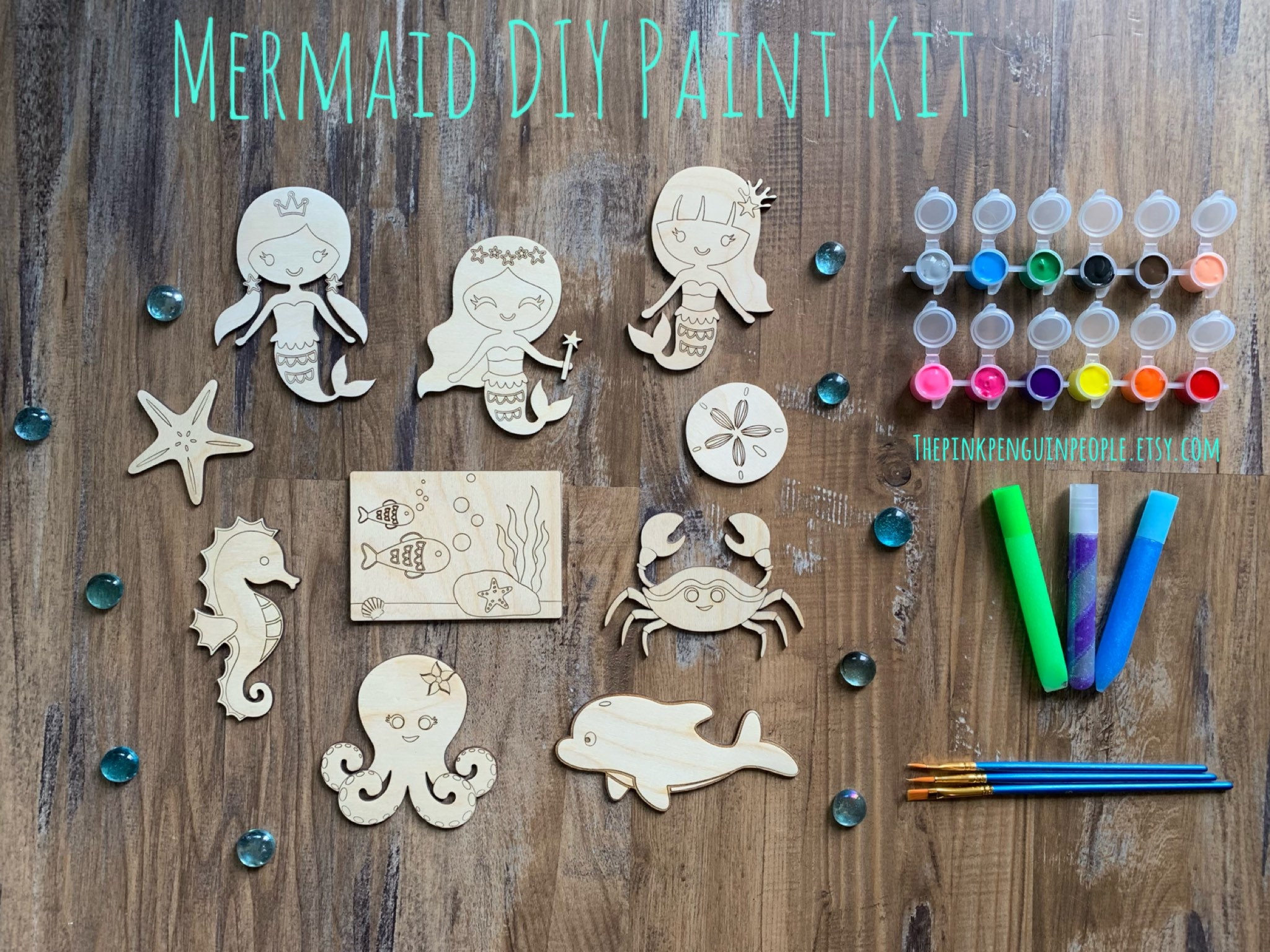 Mermaid DIY Paint Kit/ Craft Kit/ Girls Gift/laser Cutouts/ Magnet ...