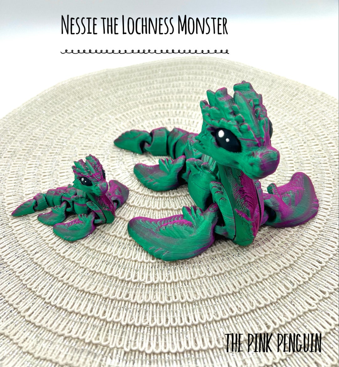 3D Printed Flexible Loch Ness Monster, Articilated 3D Model, Nessie ...