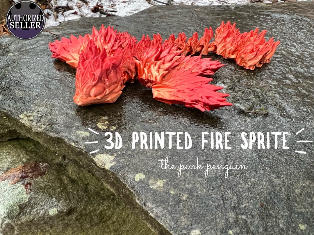 3D Printed Fire Sprite Dragon/ Baby Dragon/ Articulating Dragon/rainbow ...