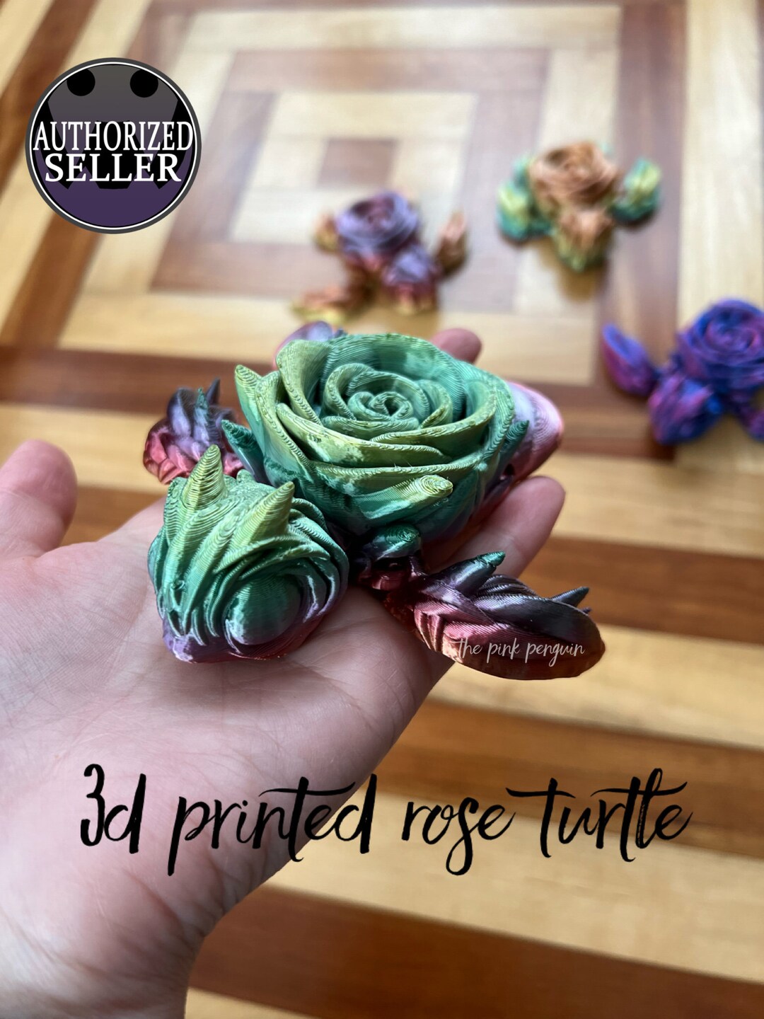 3D Printed Rose Turtle/ 3D Printed Turtle/ Articulating Turtle/rainbow ...