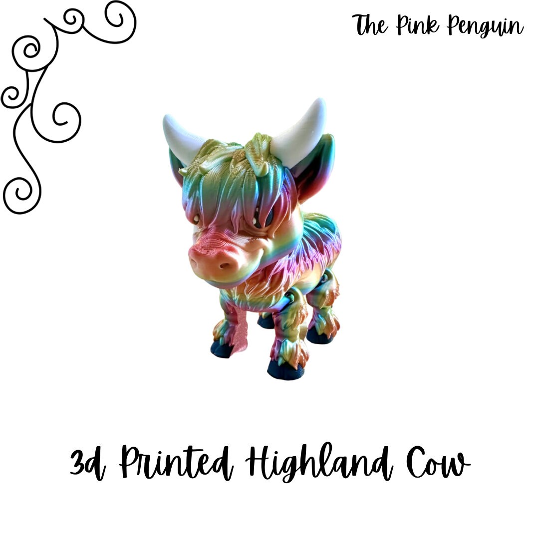 3D Printed Cow/flexible 3d Prints/fun Fidget/unique Gift for Kids/ Farm ...